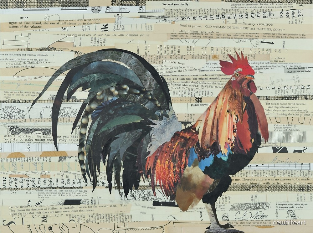 "Rooster Collage Art Unique" by cewhiteart | Redbubble