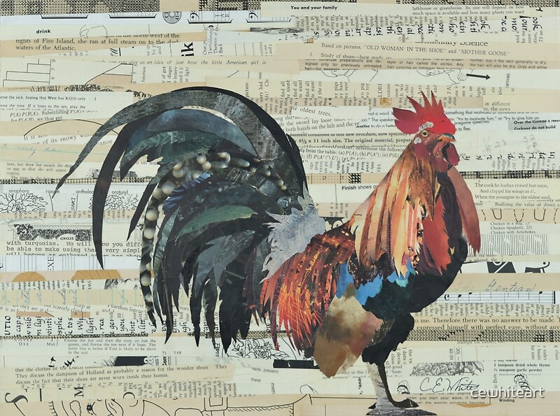 "Rooster Collage Art Unique" by cewhiteart | Redbubble