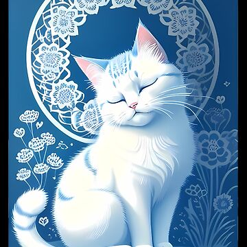 "Serenity of Cyanotype Fluffy Cat" Essential T-Shirt for Sale by ...