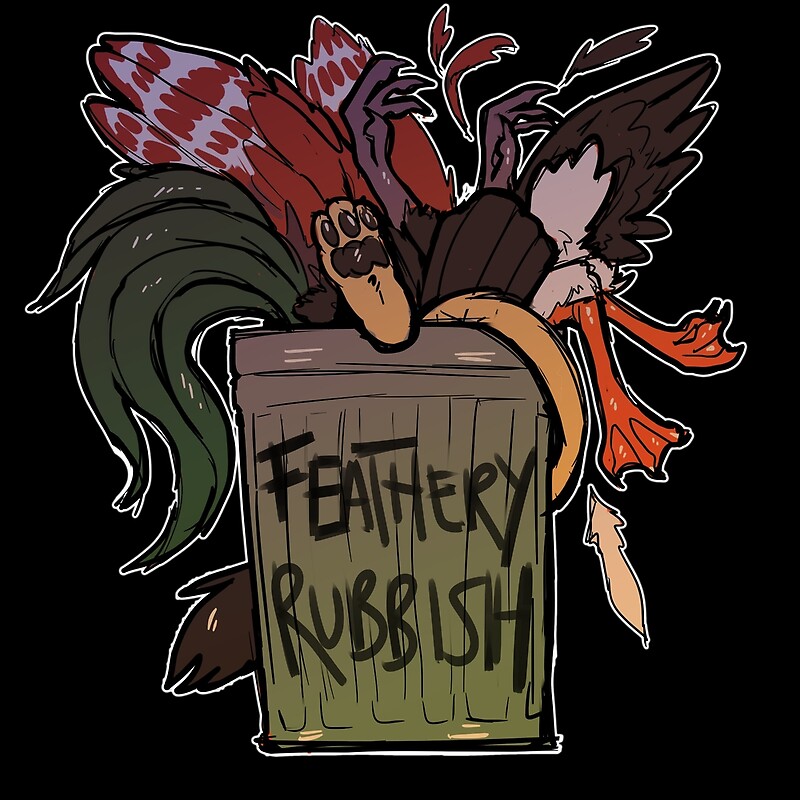 "birds! and a gryphon! in a trash can!" by critical-error | Redbubble