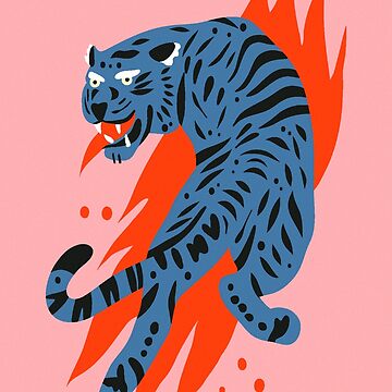 "Blue tiger Japanese style" Sticker for Sale by Marie Smth | Redbubble