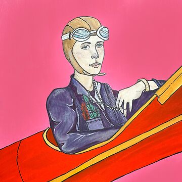"Amelia Earhart painting " Sticker for Sale by SticksSketch | Redbubble