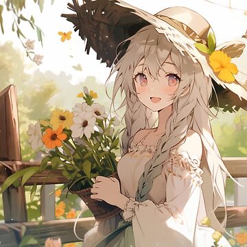 "Cute Cottagecore Anime Girl With Flowers" Poster for Sale by ...