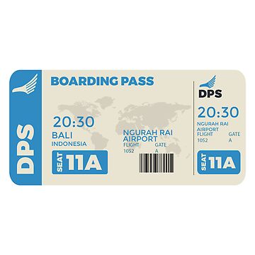 "Bali Boarding Pass" Sticker for Sale by pixans | Redbubble
