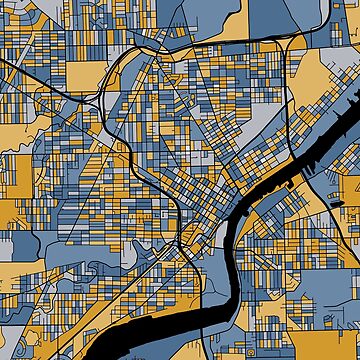 "Toledo Map Pattern in Blue & Gold" Sticker for Sale by PatternMaps ...