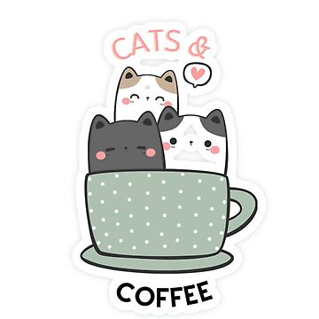 "Cats & Coffee" Sticker for Sale by DoryArt | Redbubble