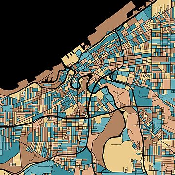 "Cleveland Map Pattern in Mid Century Pastel" Sticker for Sale by ...