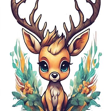 "Adorable Chibi Deer Delight: Illustrating Cuteness" Sticker for Sale ...