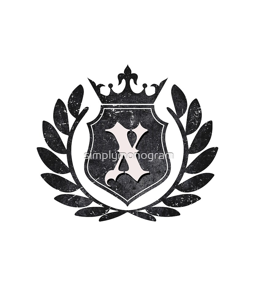 "Monogram X Dark Grunge Vintage Crest" by simplymonogram | Redbubble