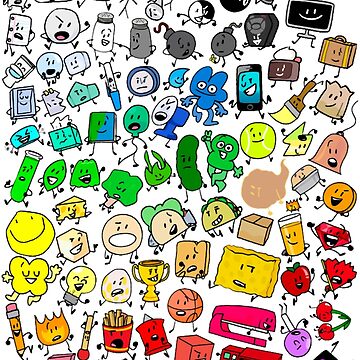 "BFDI Inanimate Insanity All Characters (Transparent)" Sticker for Sale ...
