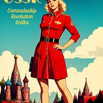 "Funny Vintage Pin-up Style Soviet USSR Communism Humor" Sticker for ...