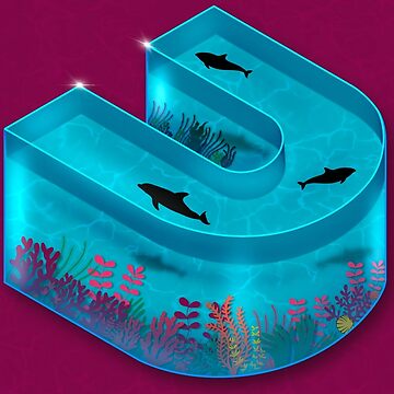 "Aquarium Letter U Underwater Fish Tank Monogram" Sticker for Sale by ...