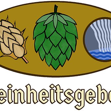 "Reinheitsgebot: Beer ingredients - Barley, Hops, Water" Sticker for ...