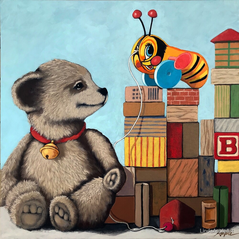 "Honey Bear - whimsical still life oil painting" by LindaAppleArt ...