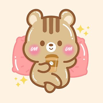 "Cute Kawaii Chipmunk ADORABLE COFFEE BREAK" Sticker for Sale by ...