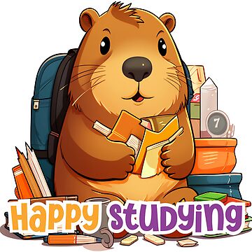 "HAPPY STUDYING" Sticker by capybaraworld83 | Redbubble
