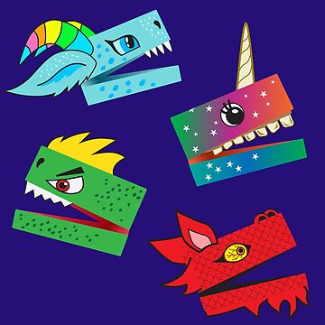 "Paper Dragon Puppet Collection 01" Sticker for Sale by BlueSkyTheory ...