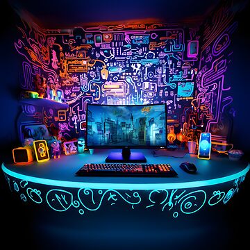 "Abstract Neon Art Gaming Computer " Sticker for Sale by ...
