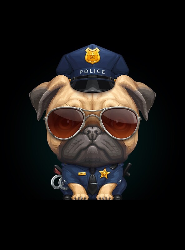 "Pug Police Officer" by anmlz | Redbubble