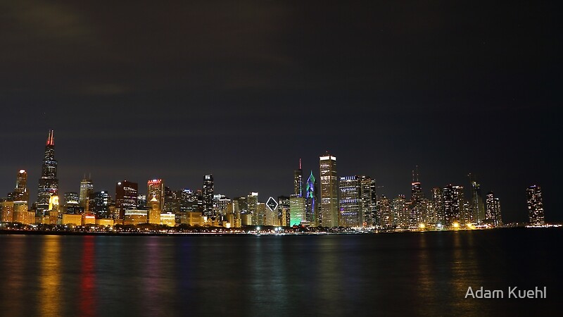 "Chicago NightScape" by Adam Kuehl | Redbubble