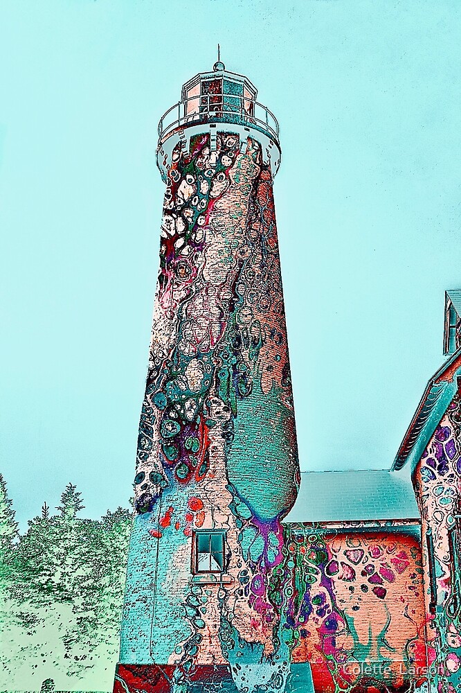 ""Old Presque Isle Lighthouse" - Acrylic Paint Pour Art" by Colette ...