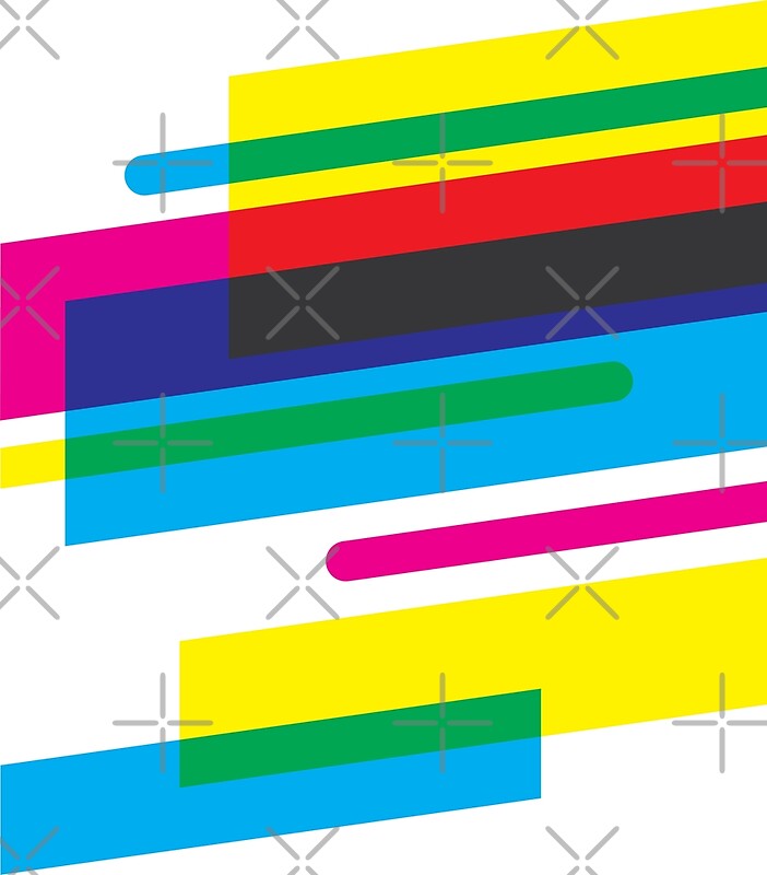 "CMYK Blocks and Lines 1" by alexkristopher | Redbubble