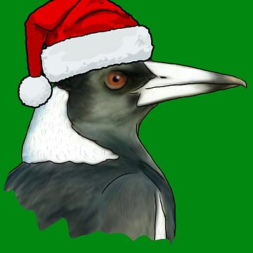 "Aussie Christmas Magpie wearing red Santa hat" Sticker for Sale by ...