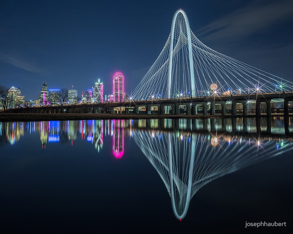 "Dallas Bridge Reflection at Night" by josephhaubert | Redbubble