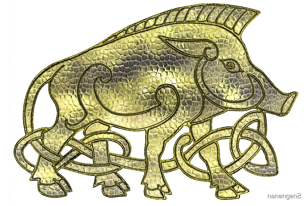 "Hammered Metal Celtic Boar" by nanengen2 | Redbubble