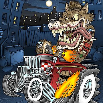 "Wild Wolf Hot Rod " Sticker for Sale by brittmadding | Redbubble