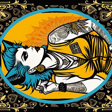 "Rock Chic Royalty - Blue-Haired Rebel with Cat Ears" Tote Bag for Sale ...