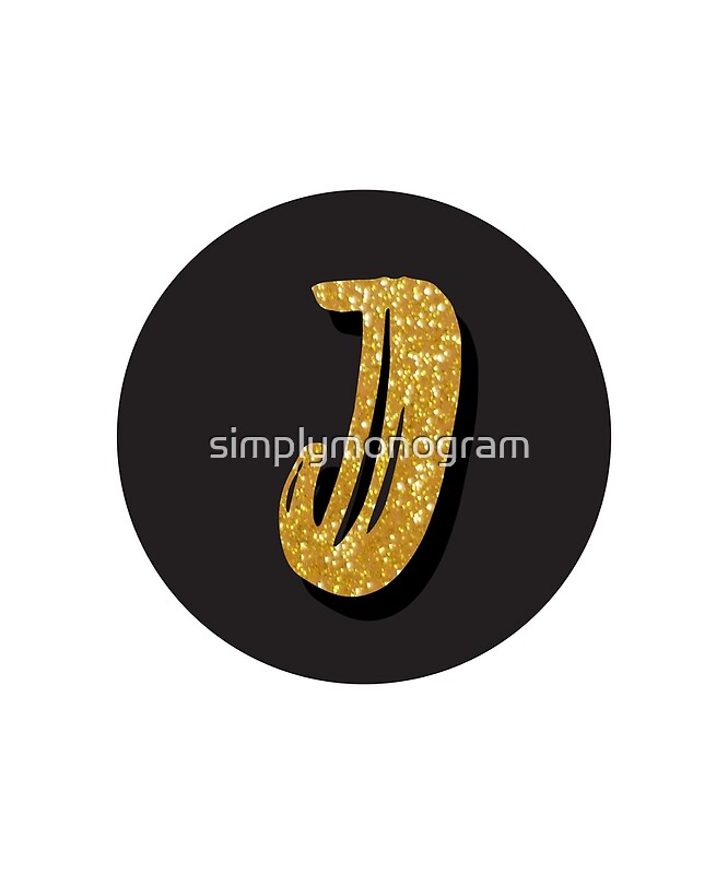 "Monogram J Gold Glitter in A Black Dot" by simplymonogram | Redbubble
