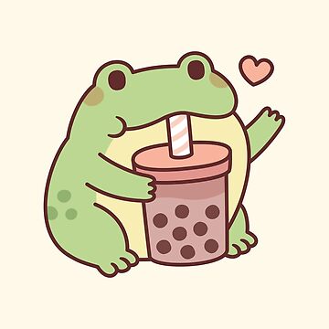 "Cute Frog Loves Drinking Bubble Tea" Sticker for Sale by rustydoodle ...