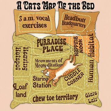 "Cat-ography - a cat's map of the bed" Sticker for Sale by Perrin Le ...