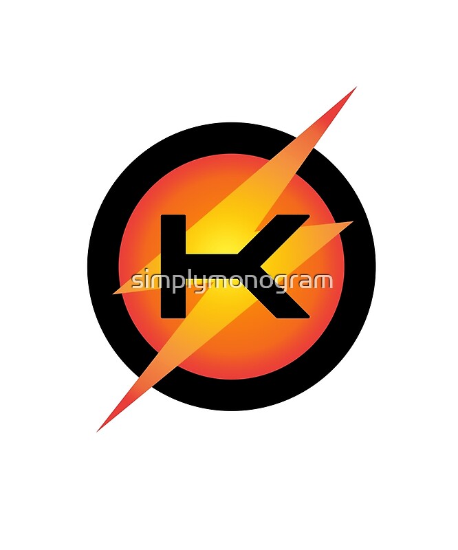 "Monogram K Super Hero Lightning Bolt" by simplymonogram | Redbubble