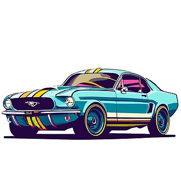 "Classic Ford Mustang - Cartoon Design" Sticker for Sale by ...