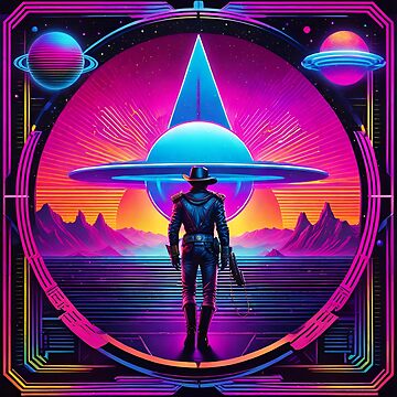 "Space Cowboy: Retro Synthwave Art" Sticker for Sale by galactify ...