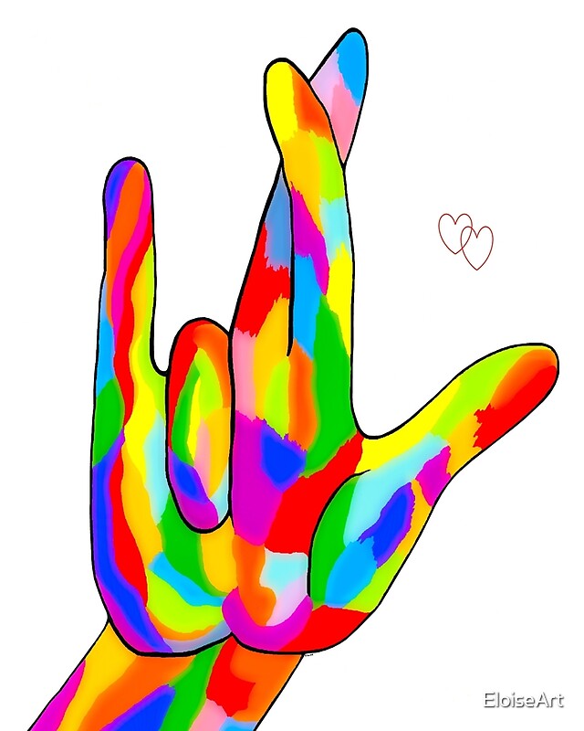 "ASL I Really Love You Bright Colors" by EloiseArt | Redbubble
