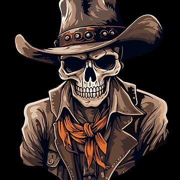 "Halloween Cowboy Skeleton With Western Hat Wild West" Art Board Print ...