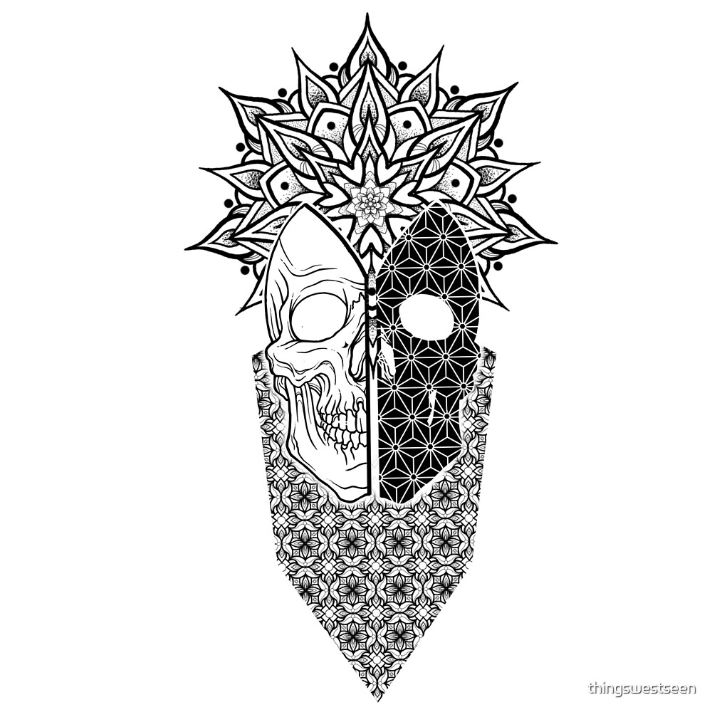 "Geometric Divided Skull Mandala" by thingswestseen | Redbubble