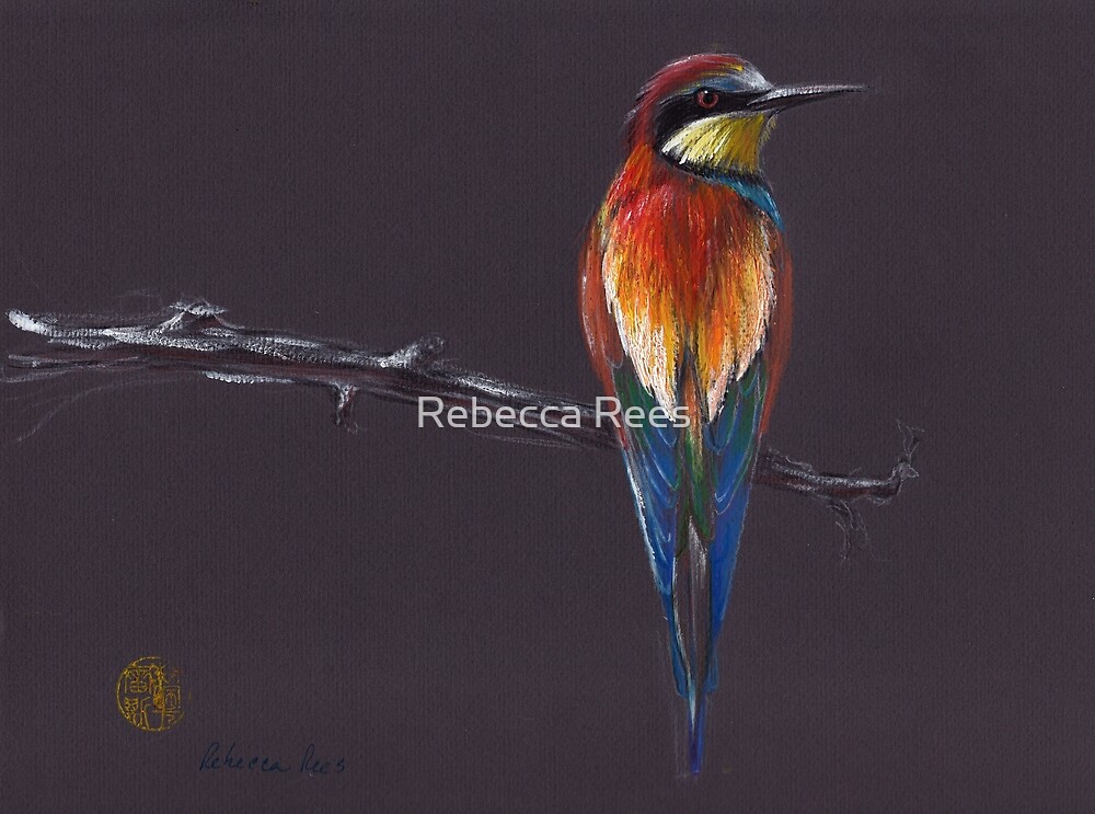 ""The European" original mixed media painting of a European Bee-eater ...