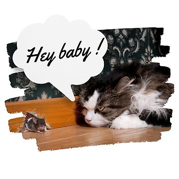 "cutest cat meme | Hey baby !" Sticker for Sale by matasraa | Redbubble