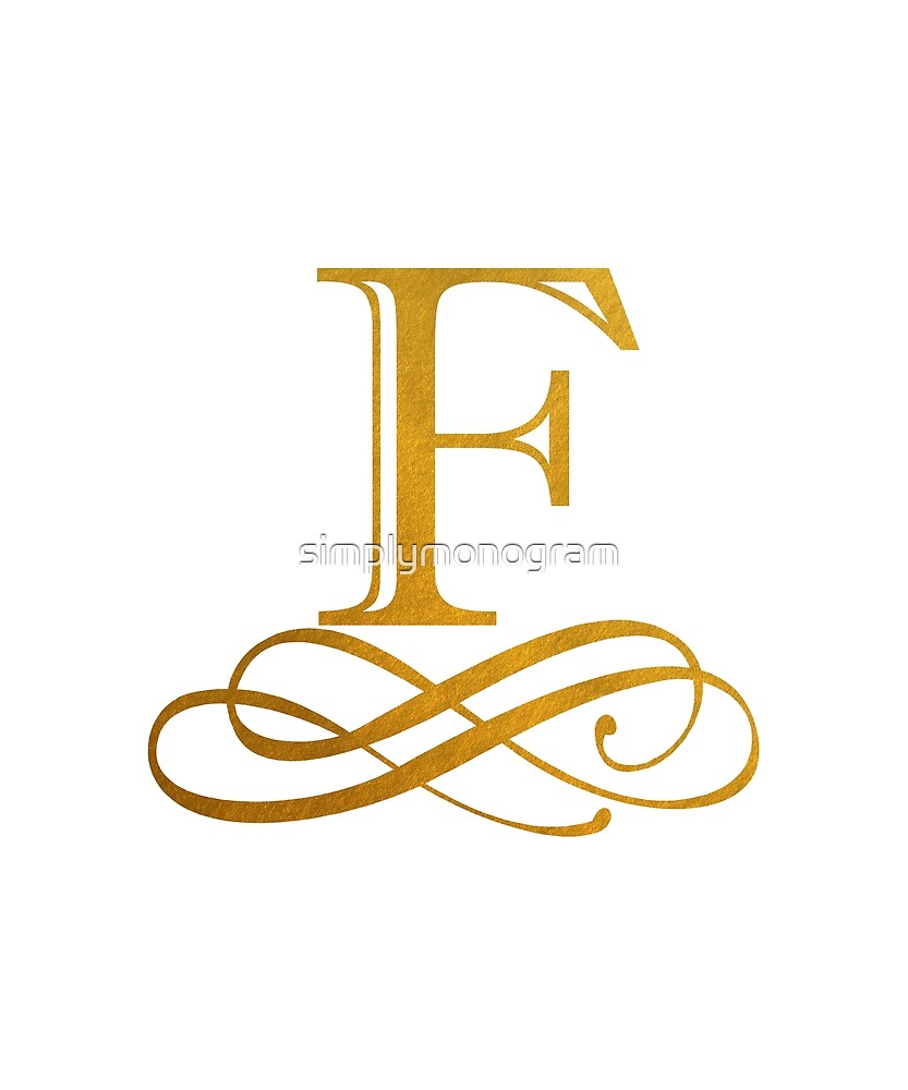 "Monogram F Gold Ribbon Flourish" by simplymonogram | Redbubble