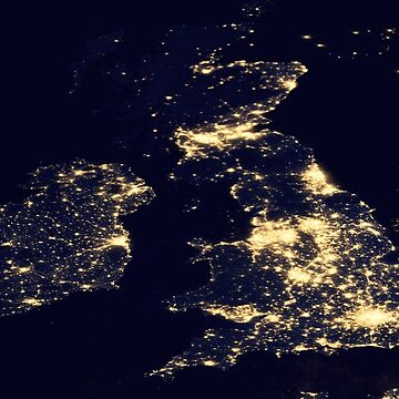 "The UK At Night - United Kingdom At Night - As Seen From Space" Poster ...