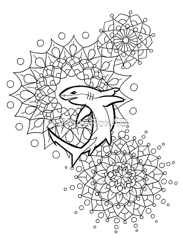 "Color Your Shark Mandalas" by WhiteFoxAD | Redbubble