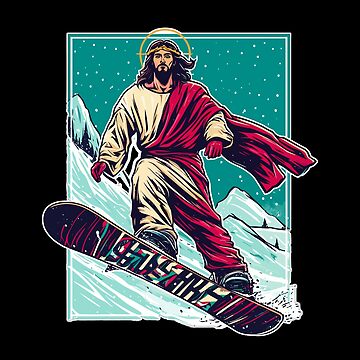 "Jesus christ snowboarder" Sticker for Sale by TomFrontierArt | Redbubble