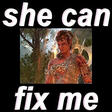 "[FOR DARK BACKGROUND] Karlach "She can fix me"" Essential T-Shirt for ...