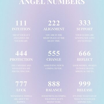 "Angel Numbers Chart Purple Blue Aura Gradient" Sticker for Sale by ...