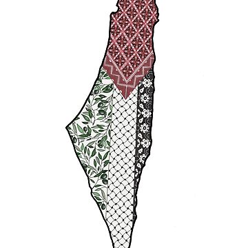 "Palestine map with keffiyeh and thobe patterns " Sticker for Sale by ...