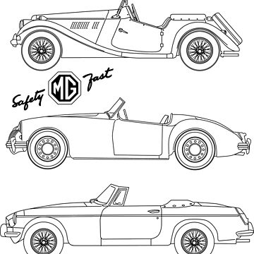 "MG Safety Fast, with Three Models" Sticker for Sale by RischDesigns ...